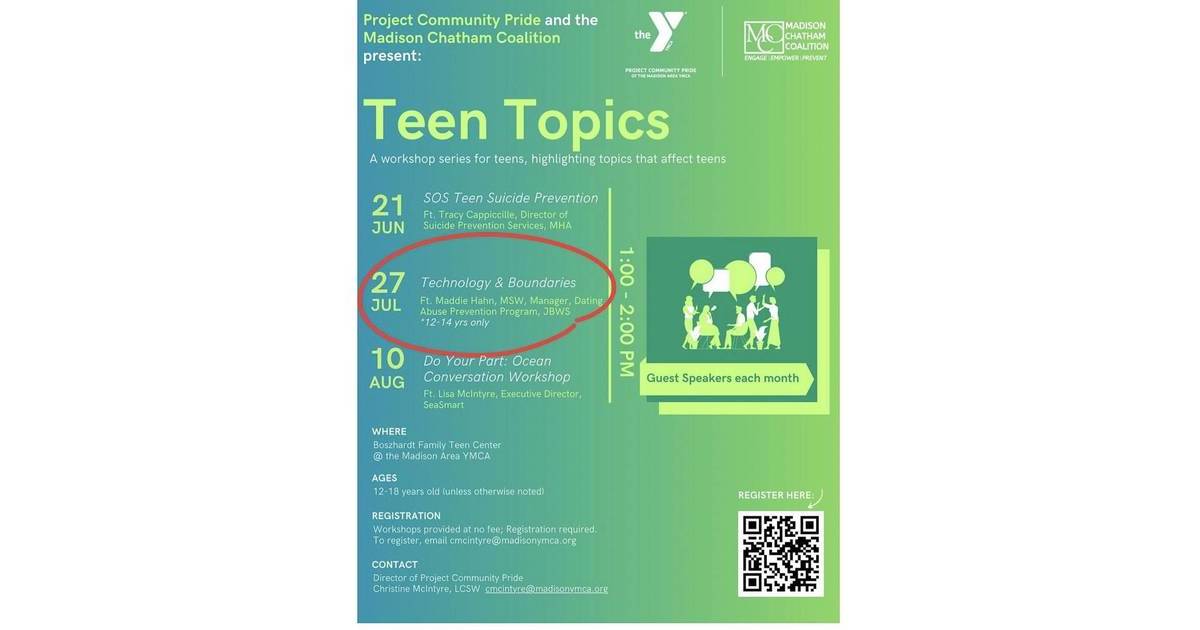 Madison Area Ymca to Host Teen Topics; Next Workshop is July 27 ...