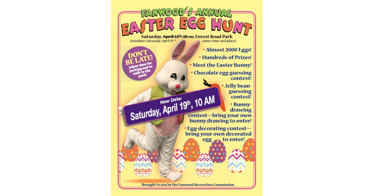 POSTPONED: Fanwood's Annual Easter Egg Hunt Rescheduled to Saturday, April 19 | Scotch Plains ...
