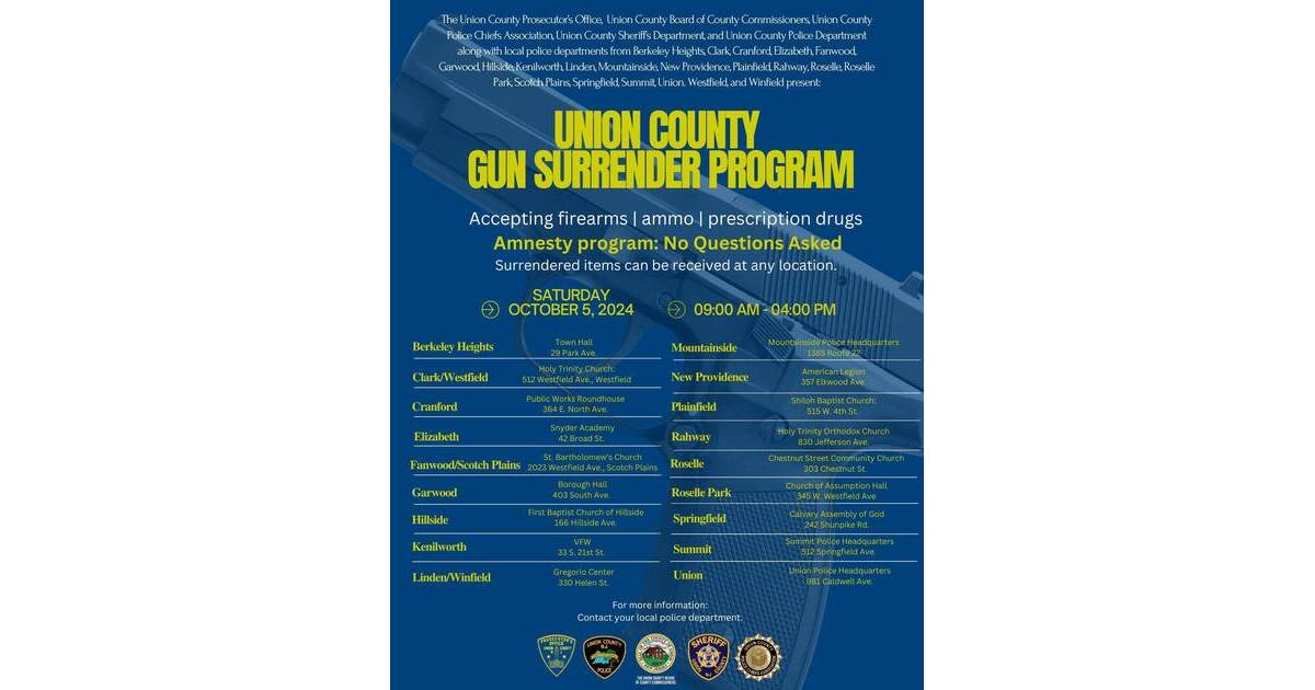 Rahway PD to Participate in Union County Gun Surrender Program | Rahway ... Rahway PD to Participate in Union County Gun Surrender Program | Rahway ...