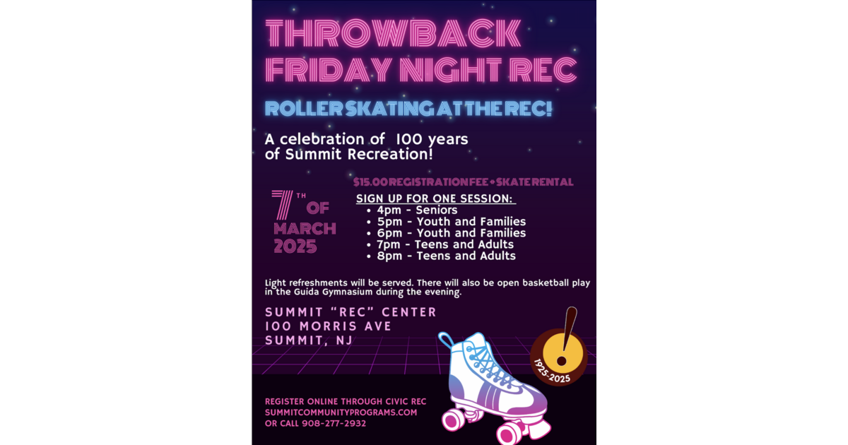 Summit NJ's Throwback Roller Skating Event Scheduled for March 7 | Summit, NJ News TAPinto | TAPinto