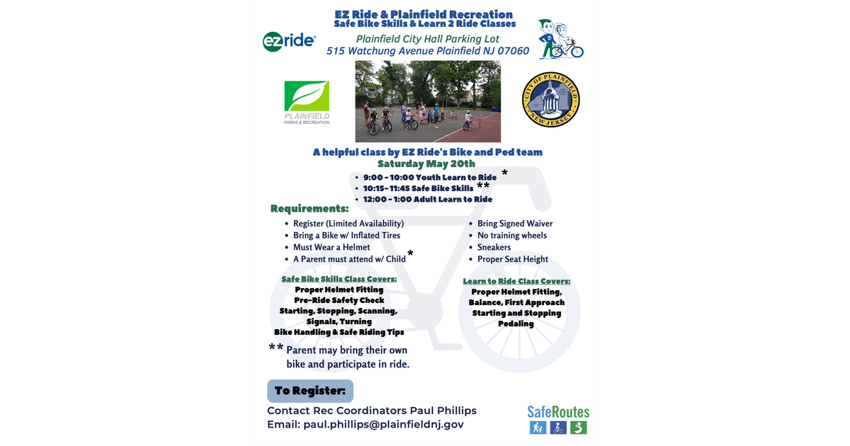 EZ Ride & Plainfield Recreation Safe Bike Skills & Lean 2 Ride Classes | Plainfield, NJ News TAPinto