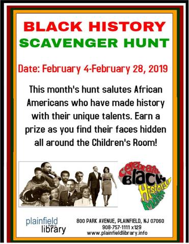 Black History Scavenger Hunt at Plainfield Public Library | Plainfield ...