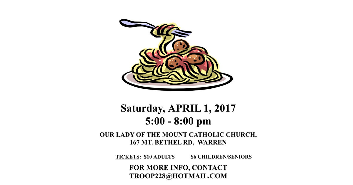 Boy Scout Spaghetti Dinner set for April 1 | Warren, NJ News TAPinto