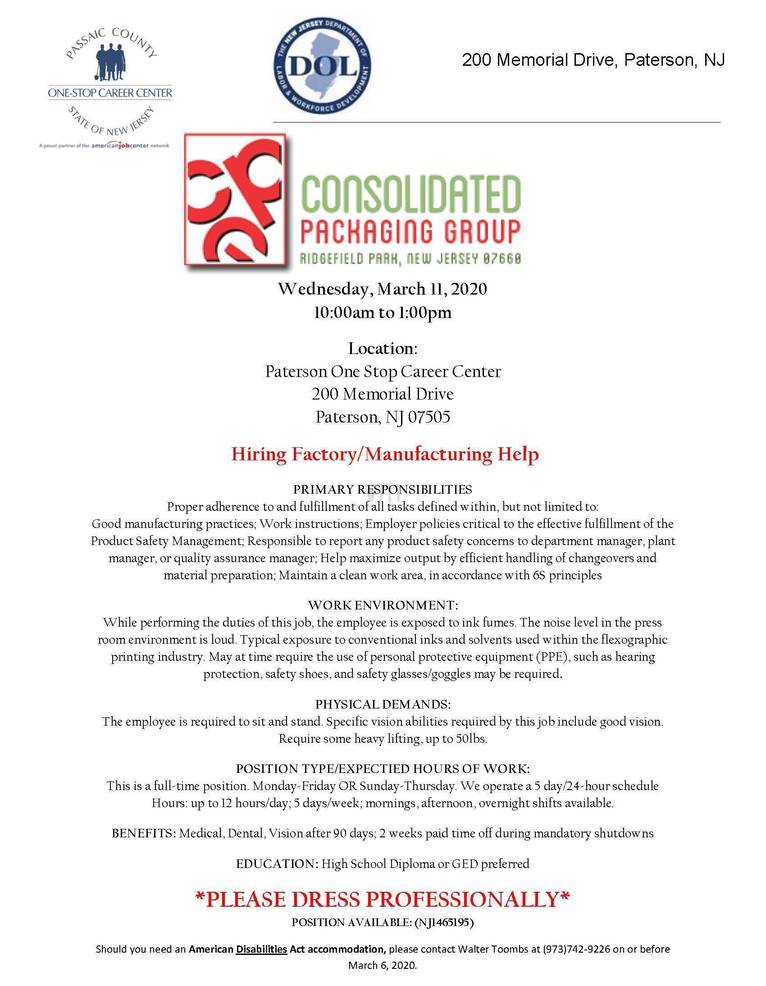 Consolidated Packaging Group Hiring Event | TAPinto