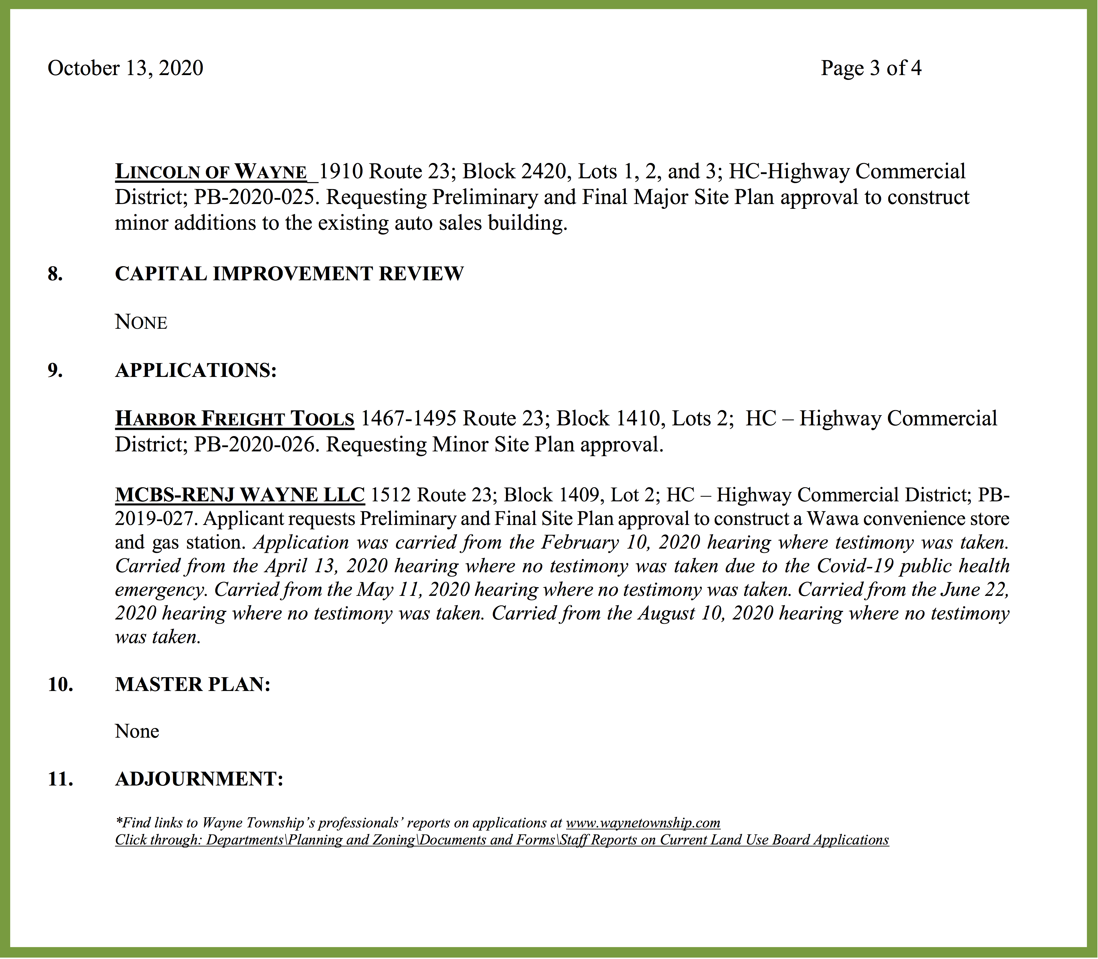 October 13 Planning Board Meeting Announcement and Instructions | TAPinto