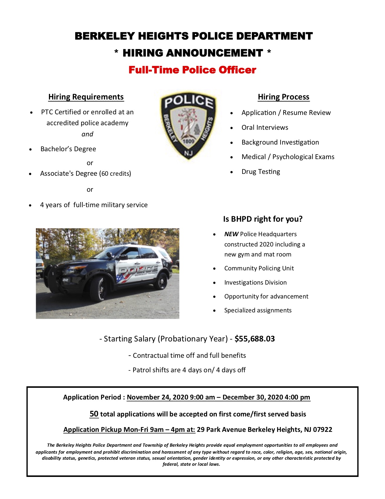 Berkeley Heights Police Department Hiring | TAPinto