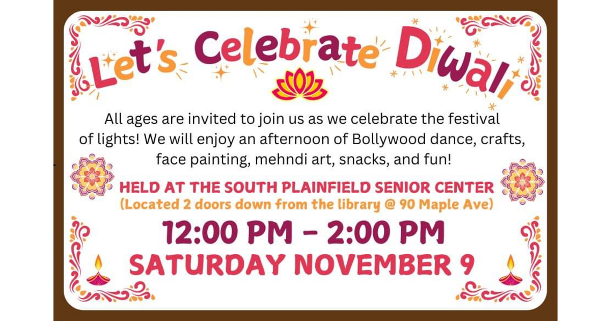 South Plainfield Library to Celebrate Diwali 2024 | South Plainfield ...