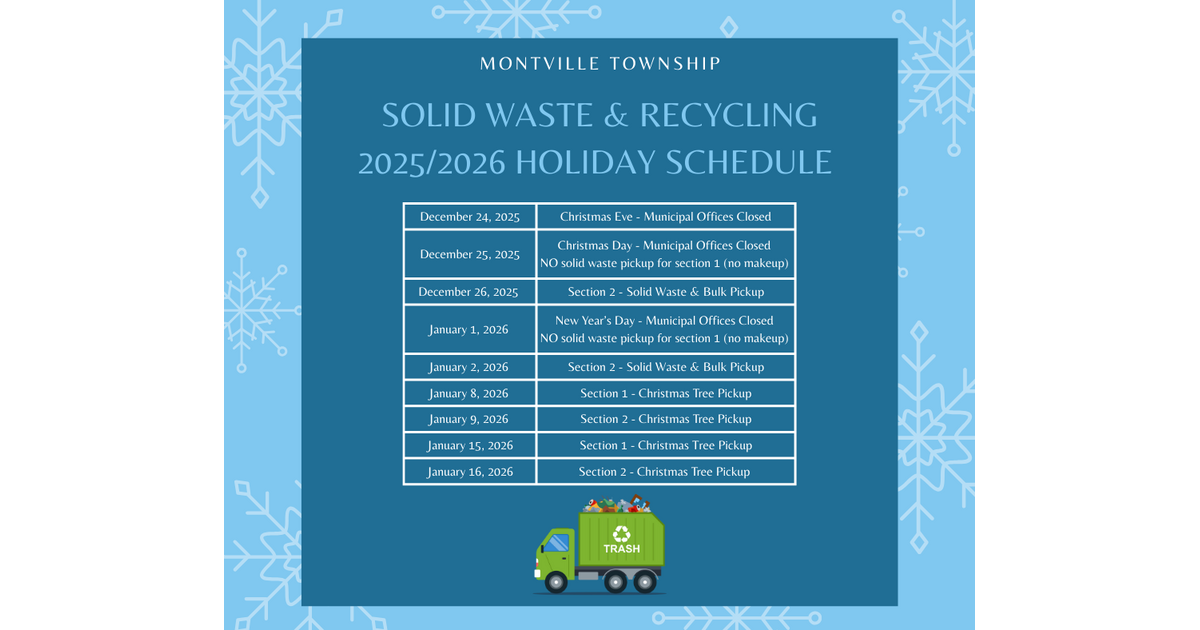 Montville Twp's 2025/26 Solid Waste & Recycling Holiday Schedule ...