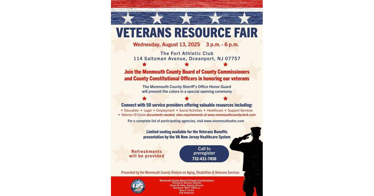 🇺🇸Monmouth County to Host Resource Fair for Local Veterans, August 13th ...
