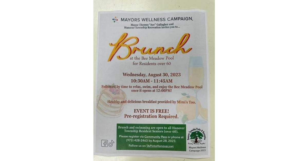 Mayors Wellness Campaign Hosting Brunch for Seniors at Bee Meadow Pool ...