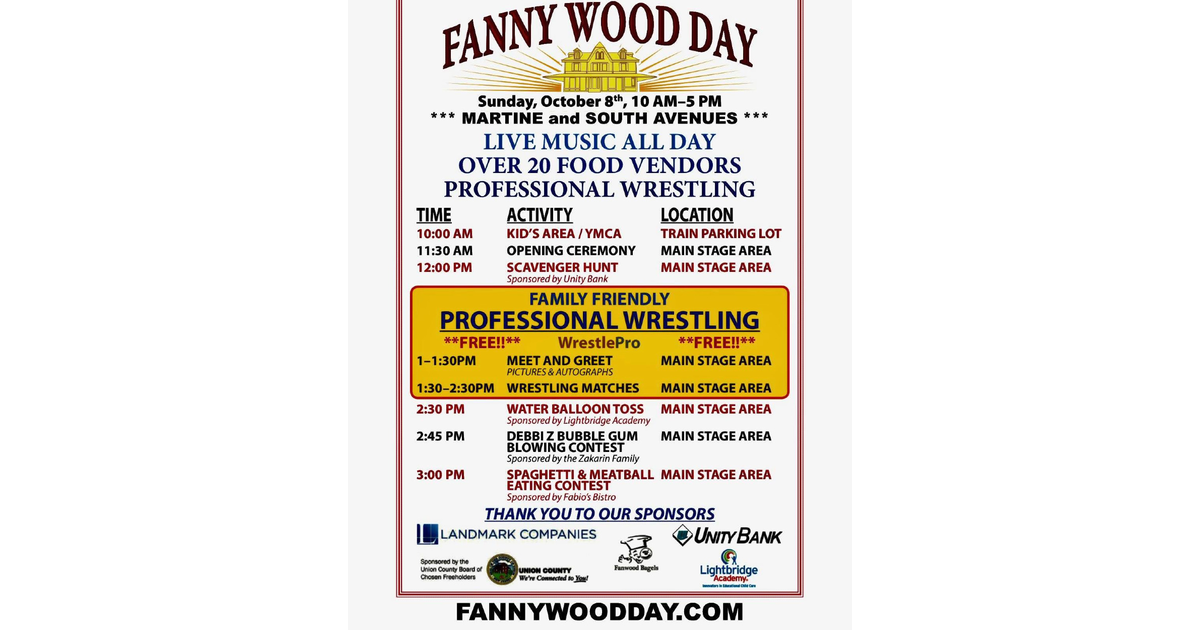 Fanny Wood Day 2023 Schedule Announced | Scotch Plains/Fanwood, NJ News ...