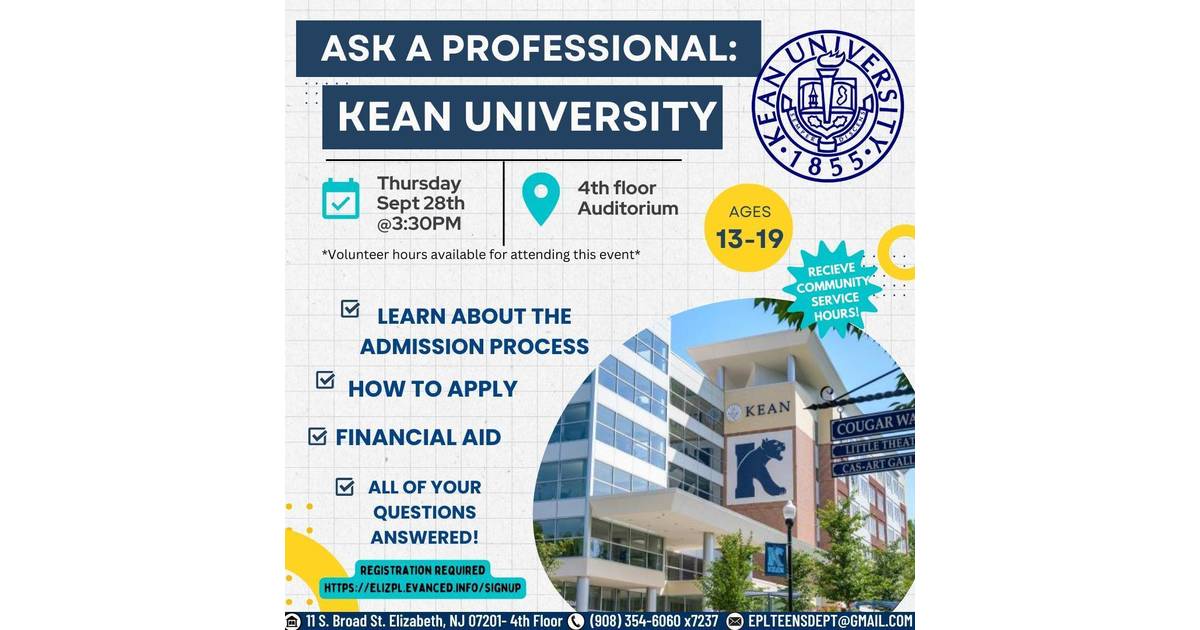 Elizabeth Public Library’s Teens Ask a Professional Series: Kean ...