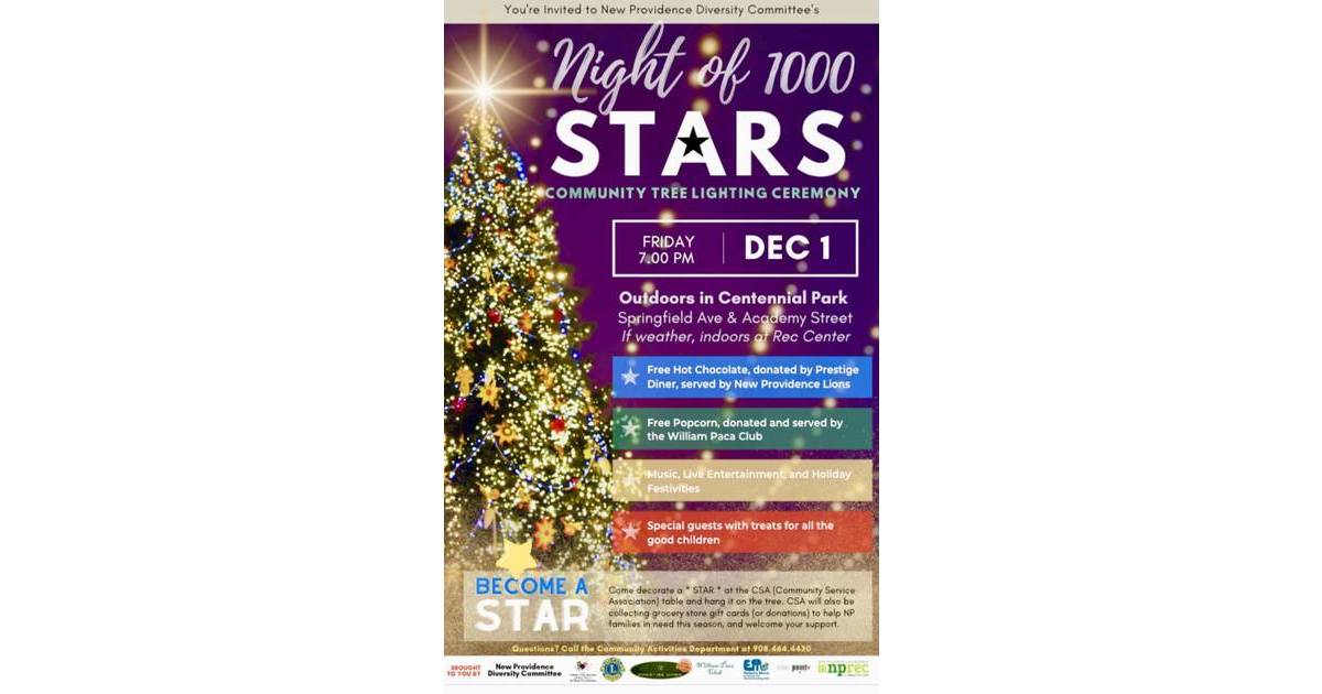 Get ready for Night of 1000 Stars Community Tree Lighting Ceremony ...
