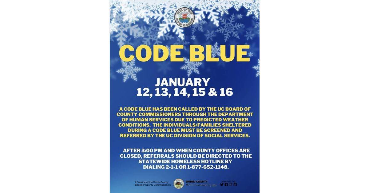 CODE BLUE ALERT: Shelters Are Available in Elizabeth and Throughout ...
