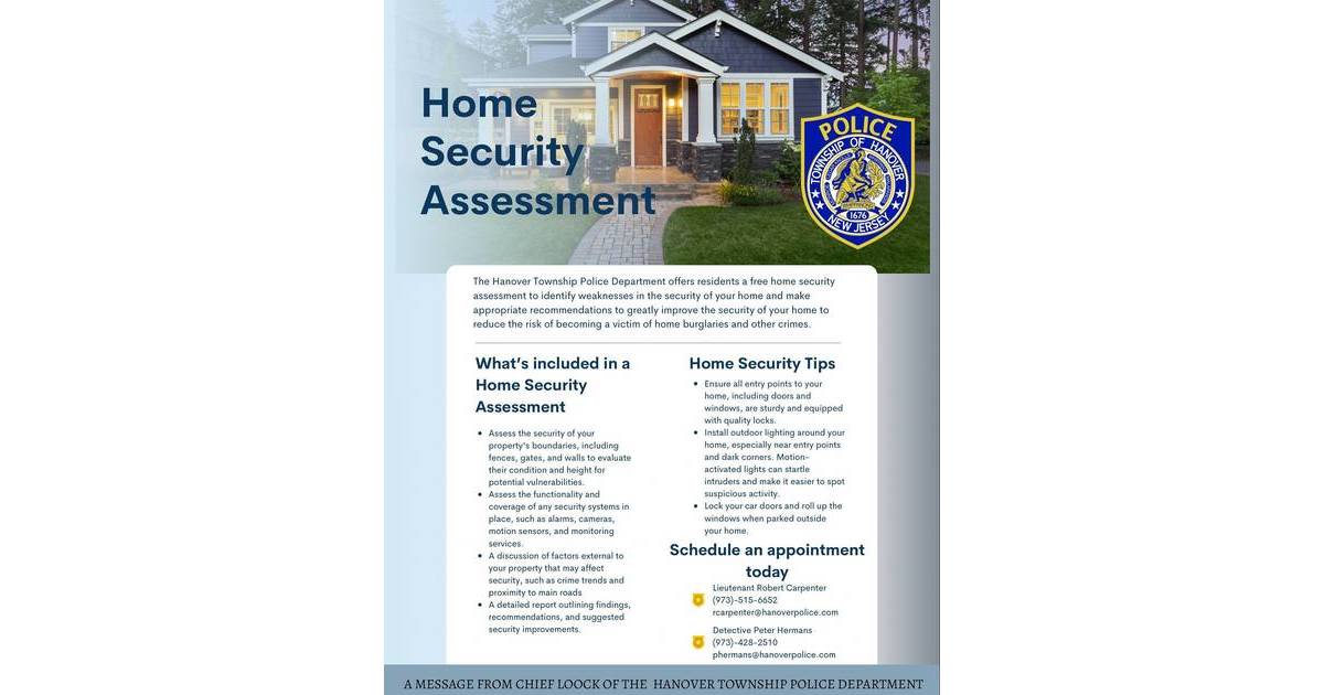 Hanover Township Police Offers Free Home Security Assessments to ...