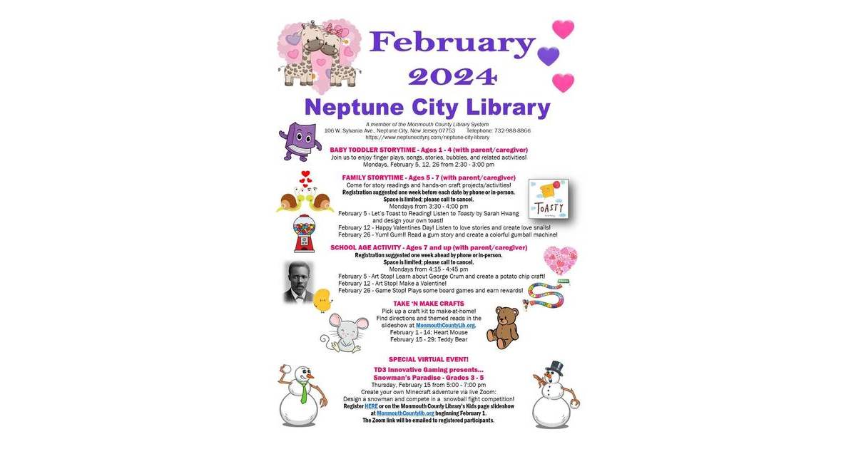 Neptune City Library announces February events | Neptune/Neptune City ...