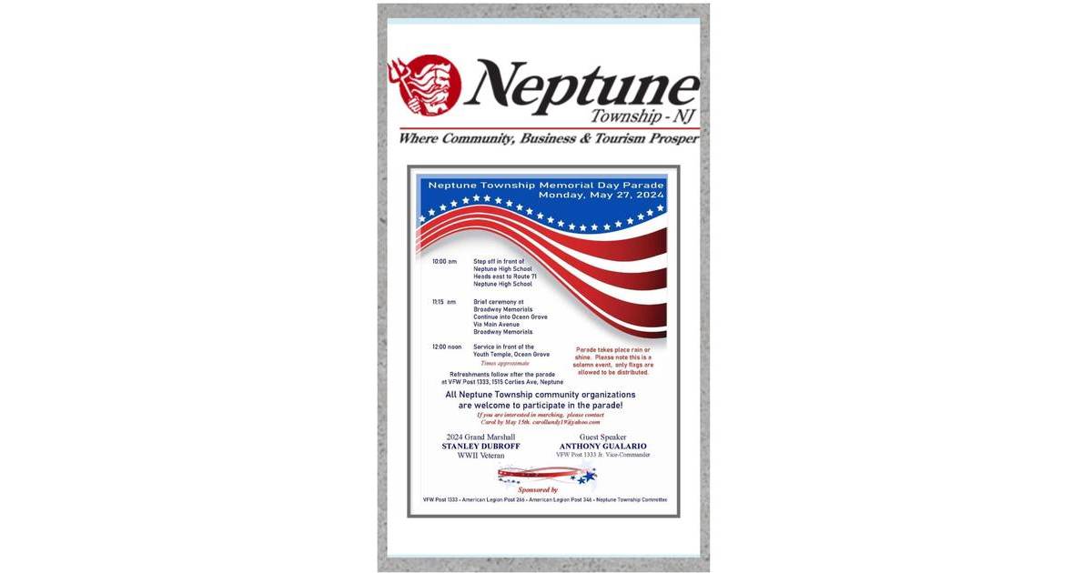 Memorial Day Weekend 2024: Neptune and Neptune City Celebrate | Neptune ...