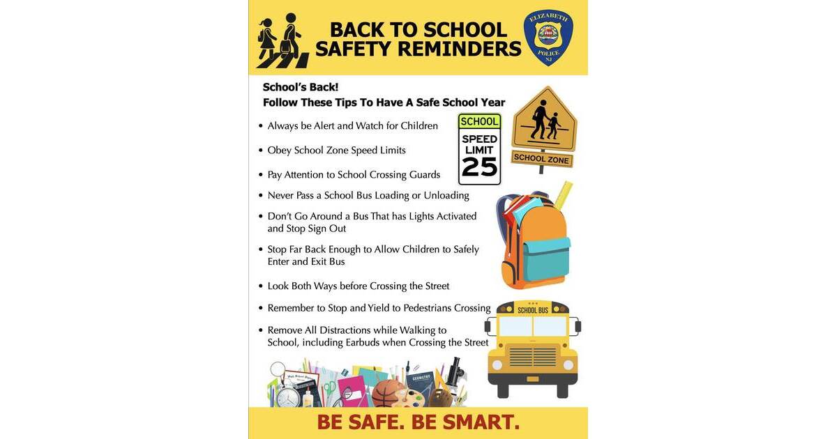 Back To School Safety Tips From The Elizabeth Police Department ...