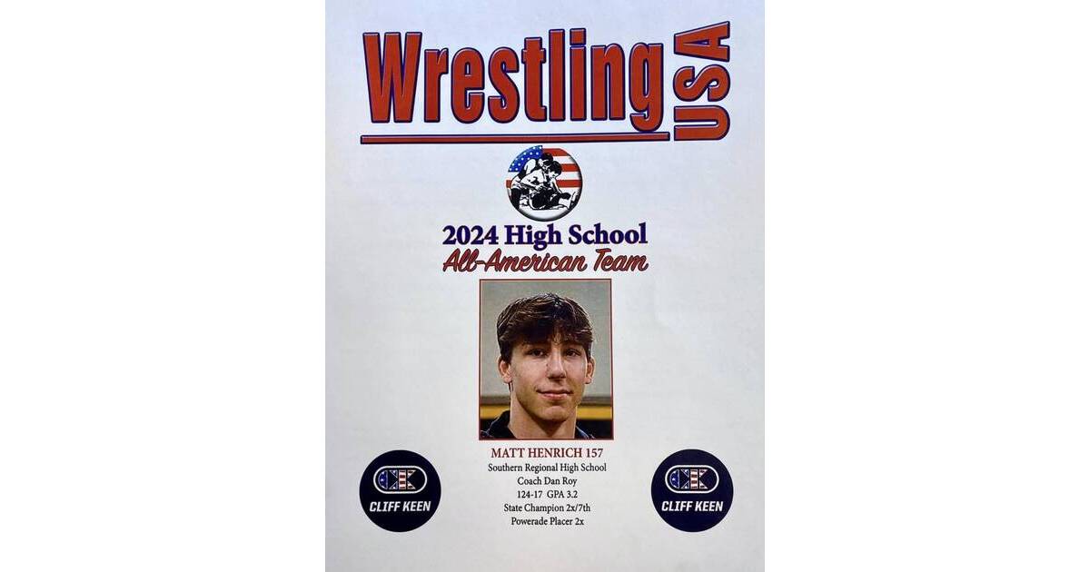 Recent Southern Regional Wrestling Grad Matt Henrich Receives National ...