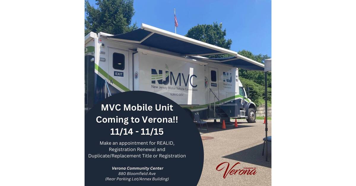 New Jersey Motor Vehicle Commission's Mobile Unit Is Coming To Verona ...