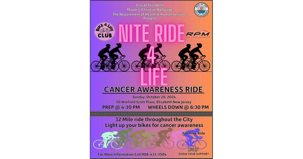 City of Elizabeth Announces Bike Ride For Cancer Awareness | Elizabeth ...