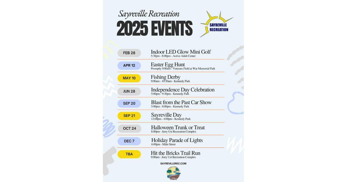 Sayreville Recreation Releases 2025 Events Lineup | Raritan Bay, NJ News TAPinto | TAPinto