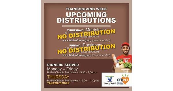 Free Food Distribution Schedule For Thanksgiving Week : No Mobile ...