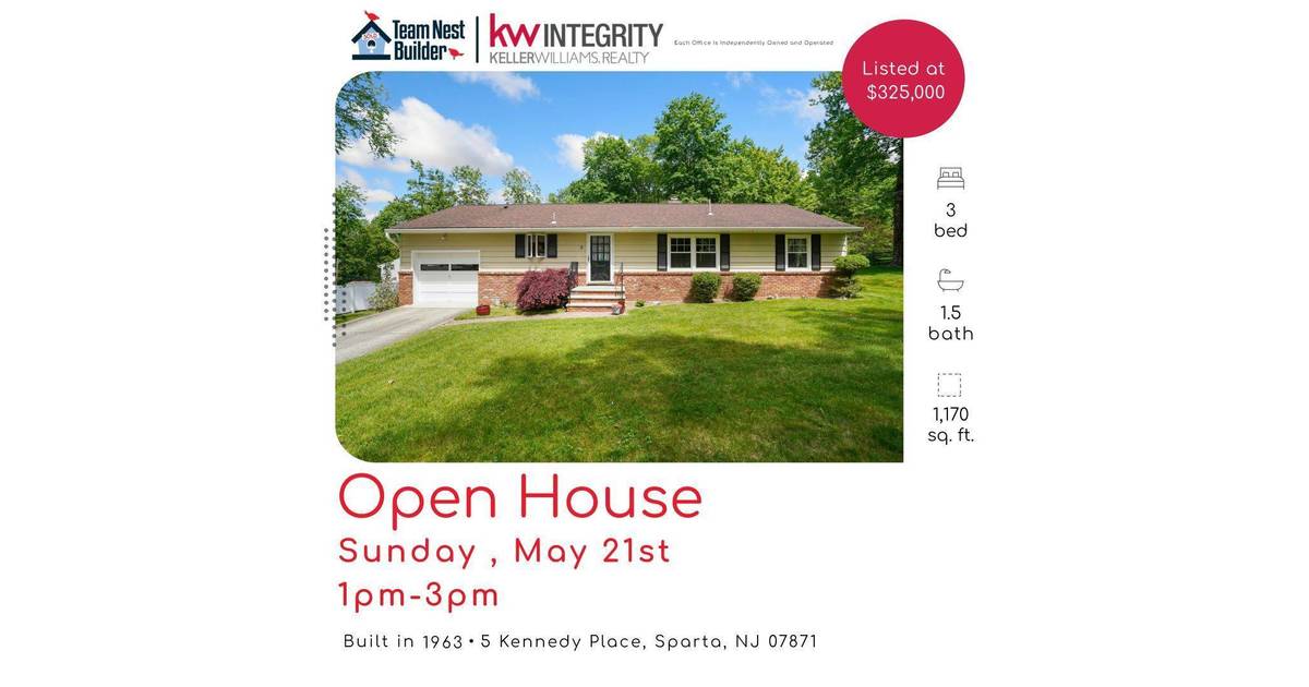 Open House SUNDAY MAY 21st from 1pm-3pm @ 5 Kennedy Place Sparta, NJ ...