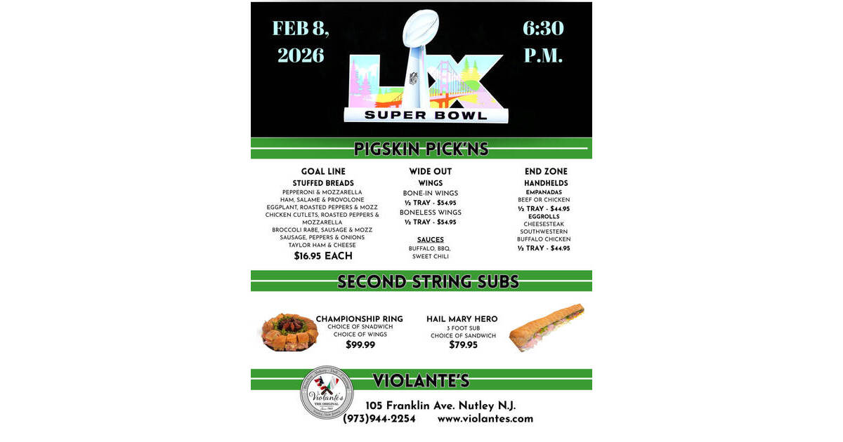 Violante's is Nutley's Super Bowl Party Headquarters | Nutley, NJ News ...