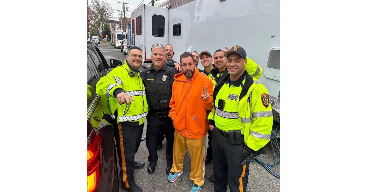 Adam Sandler Takes a Few Moments with Hackensack Police During Movie ...