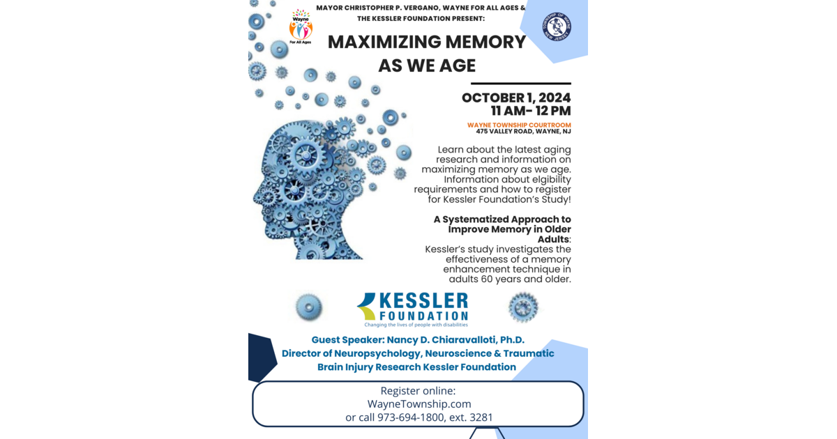 Venue Change for Maximizing Memory as We Age Program | Wayne, NJ News ...