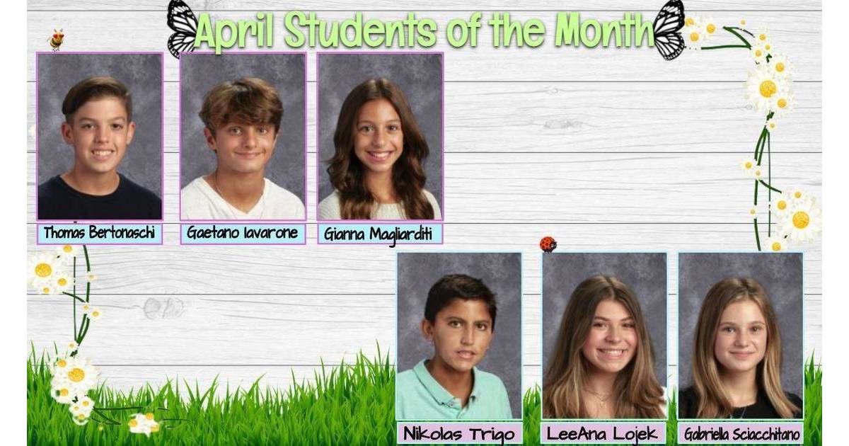 West Essex Names April Middle School Students of the Month | West Essex ...