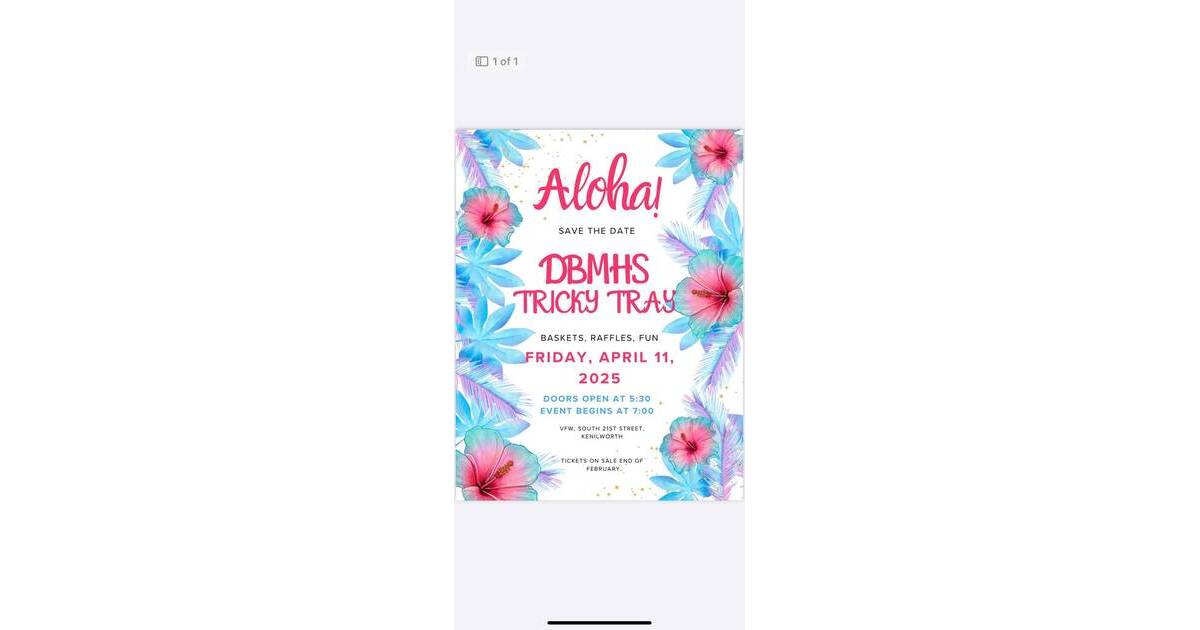 Kenilworth DBMHS PTO to Hold Aloha Tricky Tray Event | Kenilworth, NJ ...