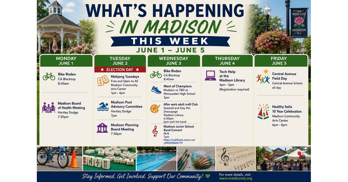 What's on TAPinto Madison for the Week of Monday June 1 - Friday June 5 ...