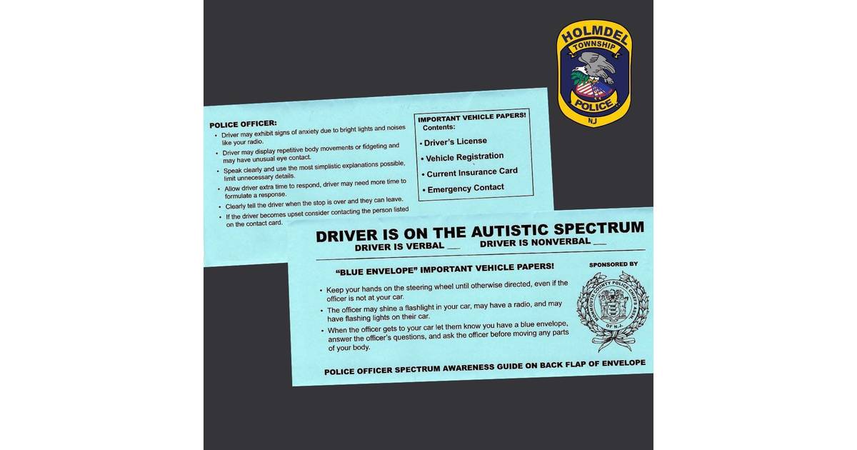 Holmdel Township Police Department Highlights Blue Envelope Program in ...