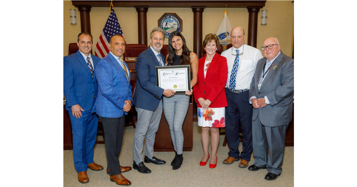 Monmouth County Commissioners present Certificate of Recognition to student; Camryn Bartone ...