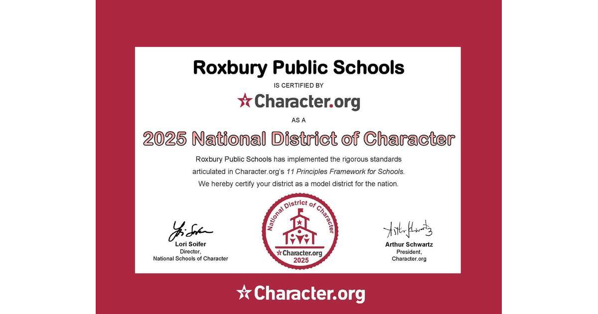 Roxbury Schools Named 2025 National District of Character | Roxbury, NJ ...