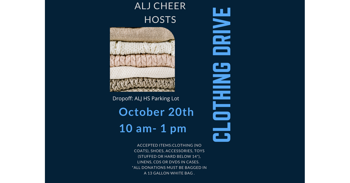 It's an ALJ Cheer Clothing Drive on Oct. 20! | Clark, NJ News TAPinto ...