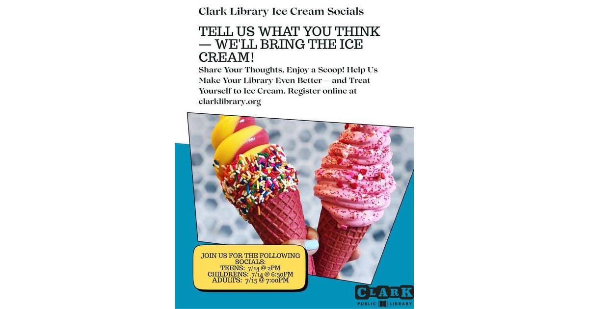 Join Clark Public Library's Upcoming Ice Cream Socials! | Clark, NJ ...