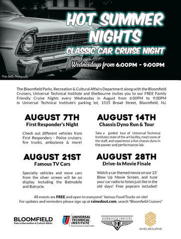 Classic Car Cruise Nights Wednesday’s in August at UTI Bloomfield ...