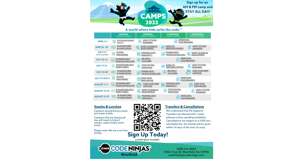 Camps are here! Sign Your Kiddo Up for Code Ninjas Westfield Summer ...