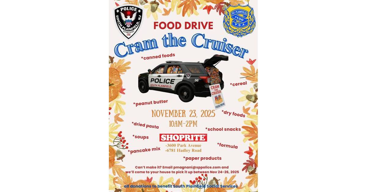 South Plainfield Police Department and PBA #100 to Host “Cram the ...