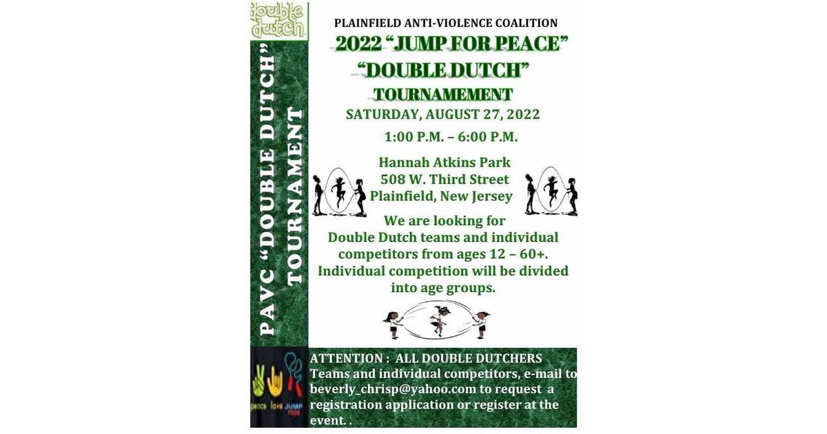 Plainfield Anti-Violence Coalition to Host 2nd Annual Double Dutch ...