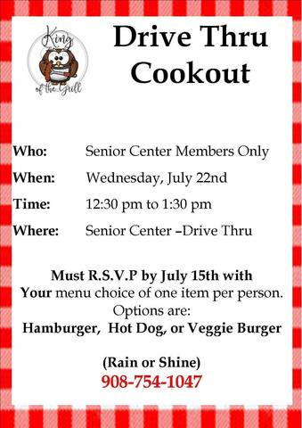 Drive Thru Cookout at South Plainfield Senior Center Will Treat Seniors ...