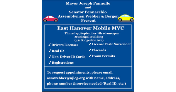 Mayor Pannullo Hosting Mobile DMV in East Hanover This Week | East ...