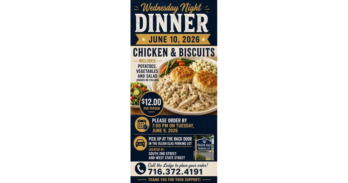 Olean Elks Offer Chicken & Biscuits for Takeout June 10 | Greater Olean ...