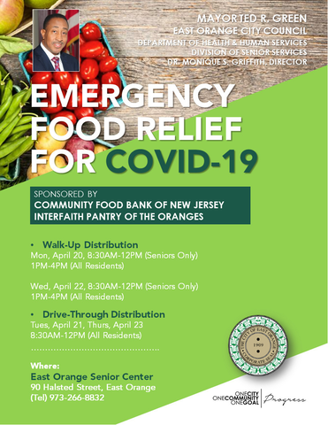 Walk-up and Drive Through Food Distribution in East Orange | East ...