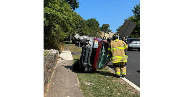 Two-Vehicle Accident in Warrington Ends Up with Car Stuck on Its Side ...