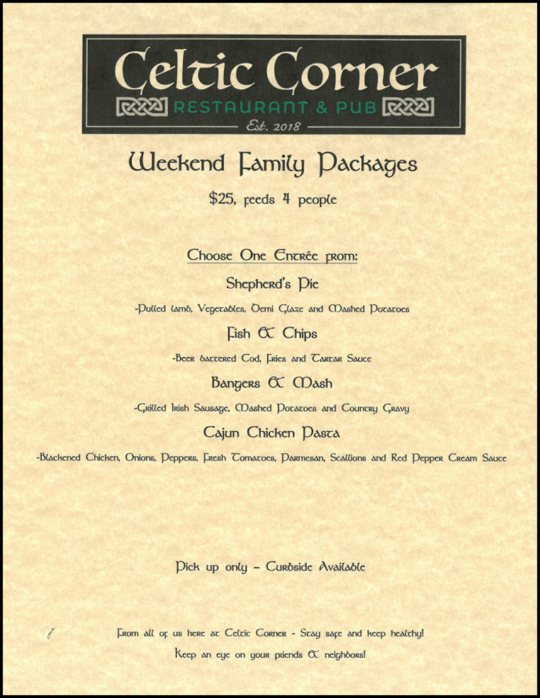 Celtic Corner Menu Update | TAPinto