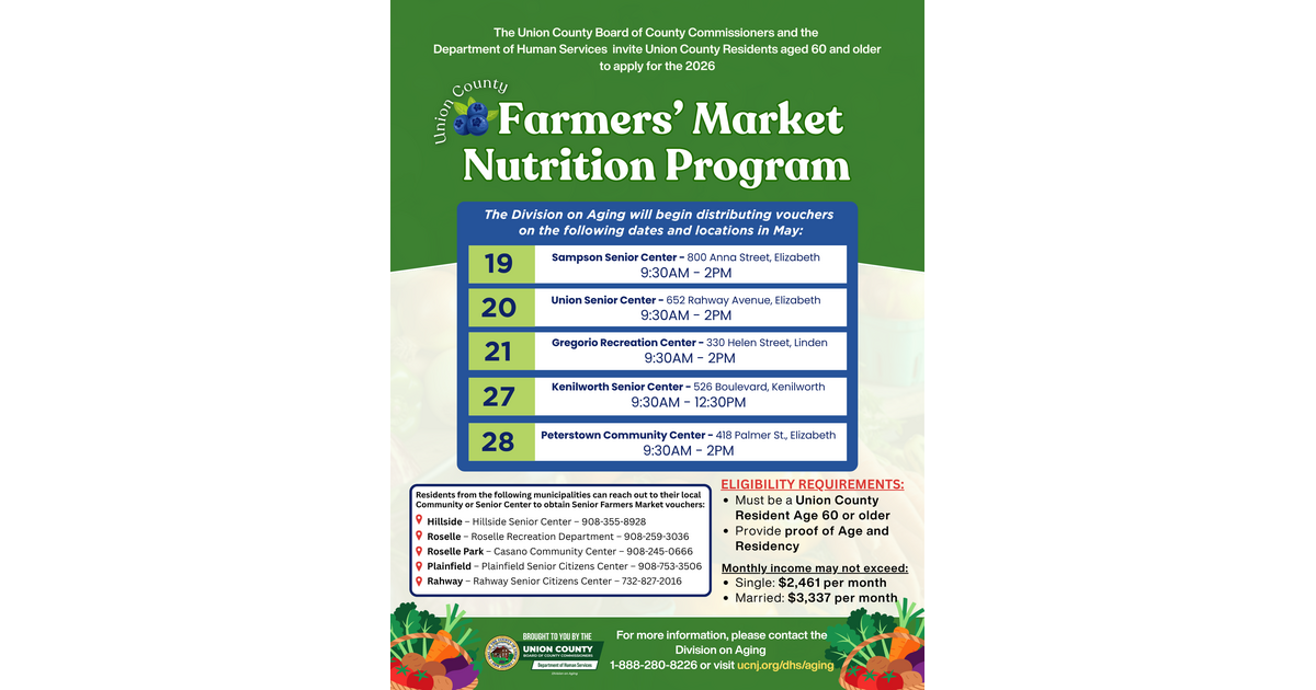 Union County Invites Eliglible Kenilworth Seniors to Apply for Farmers ...